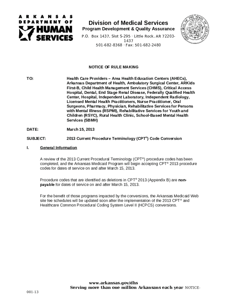 Notice of Rule Making NOTICE-001-13 Page of 13 REQUEST FOR ... Doc ...