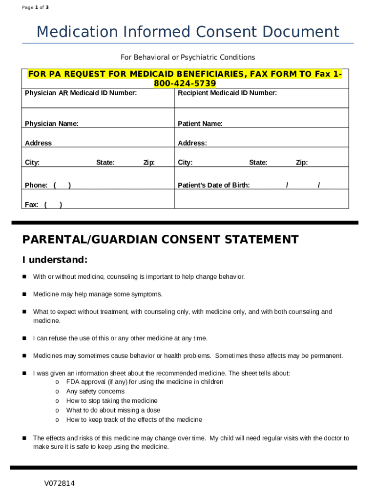Medication Informed Consent Form - Blank Fillable Template | Fill Out ...