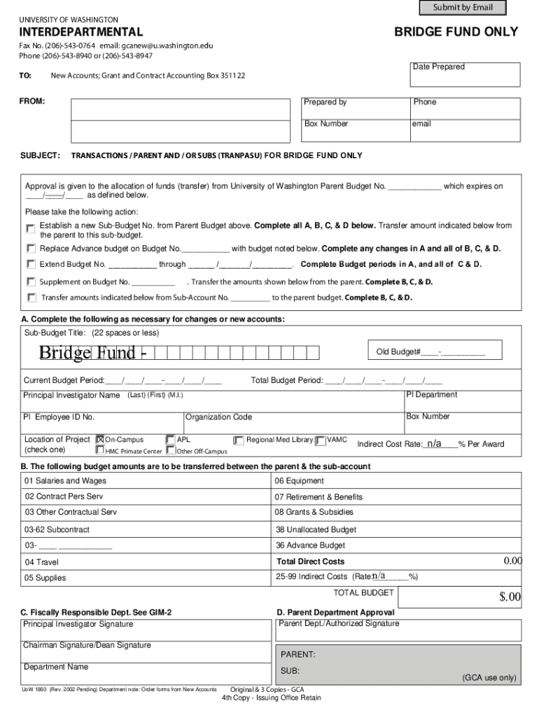 Fillable Online UNIVERSITY OF WASHINGTON INTERDEPARTMENTAL Fax Email Print - pdfFiller