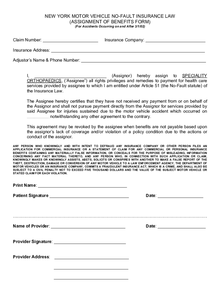 Fillable Online NEW YORK MOTOR VEHICLE NO-FAULT INSURANCE LAW ...