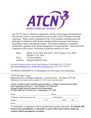 Fillable Online Advanced Trauma Care for Nurses (ATCN)Erlanger Health ...