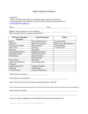 Fillable Online Petty Cash Log Template Printable Petty Cash Form Fax ...