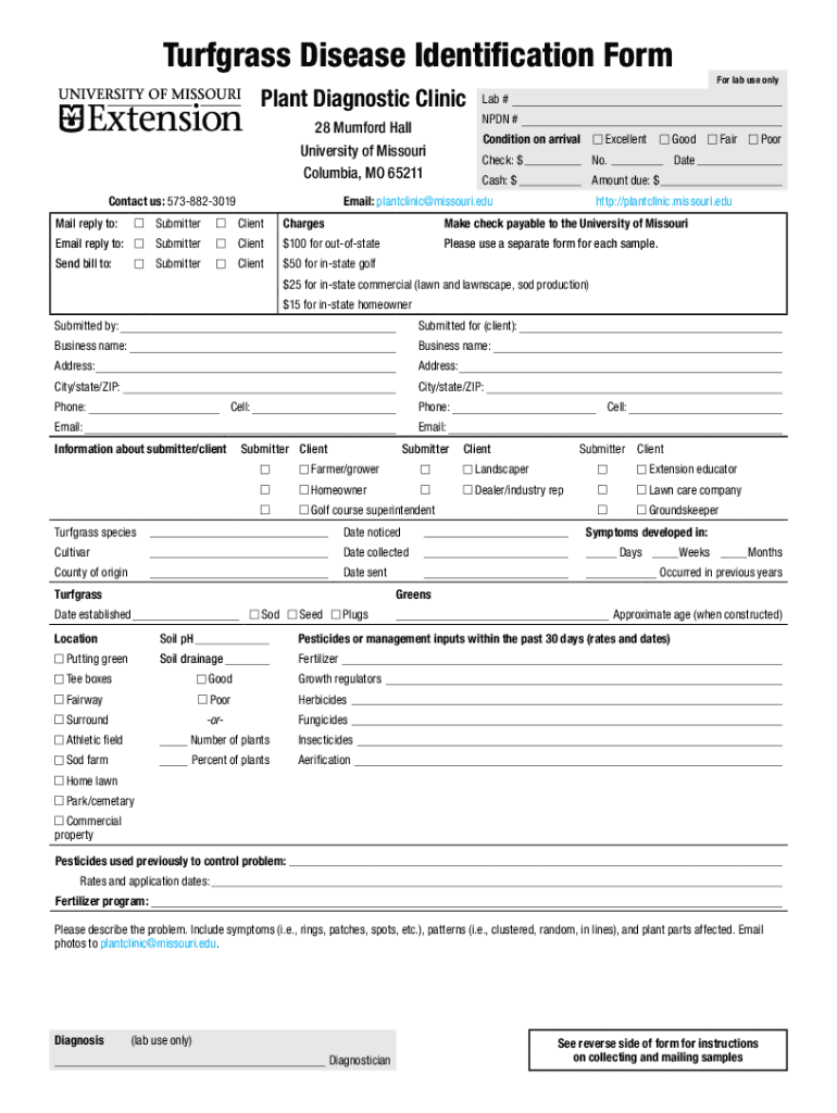 Fillable Online Turfgrass Disease Identification Form Fax Email Print - pdfFiller