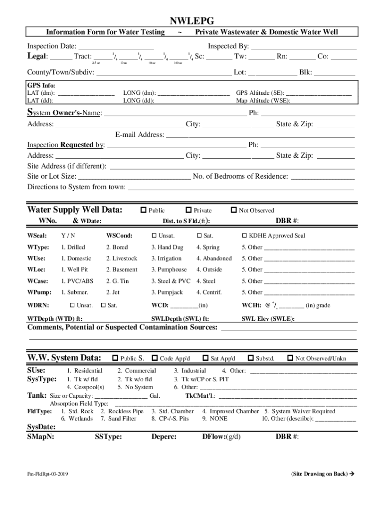 Fillable Online LONGITUDE Domestic Private Water Well Permit - NWLEPG ...