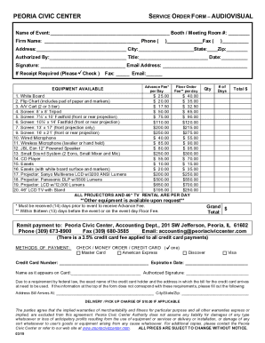 Fillable Online PCC Audio Visual Service Order Form Fax Email Print ...