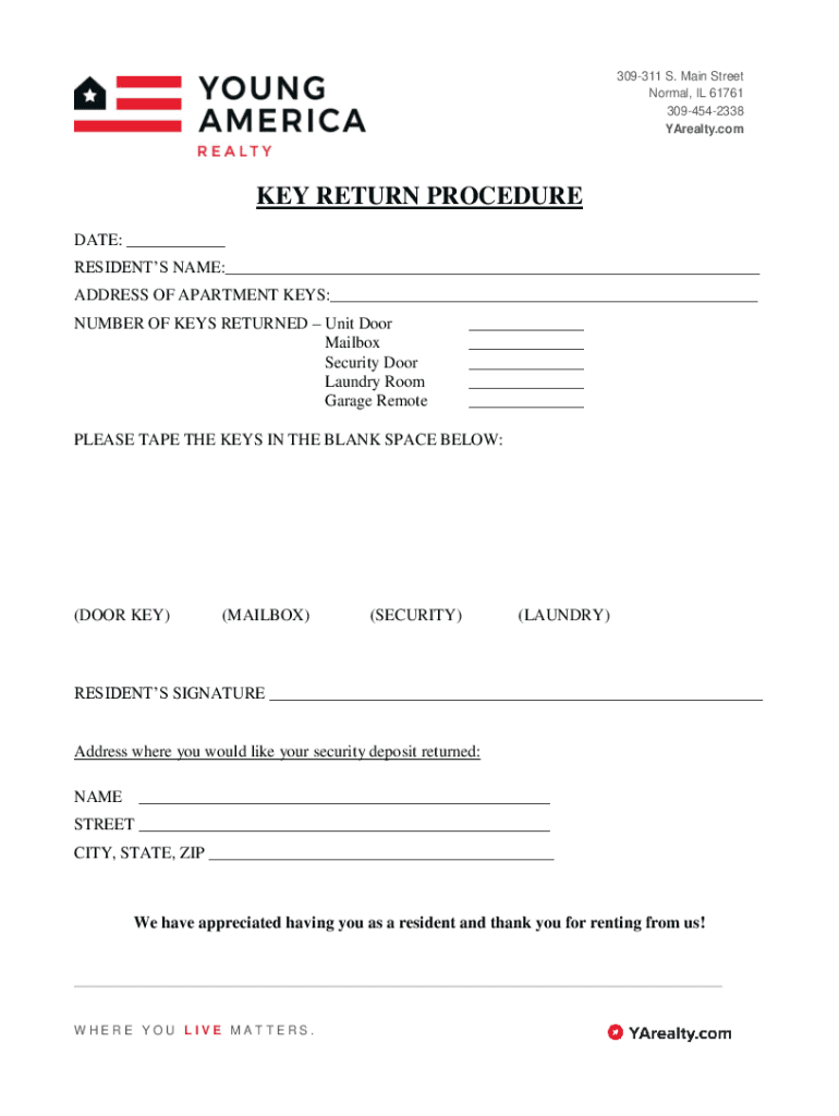 Fillable Online KEY RETURN PROCEDURE Fax Email Print - pdfFiller