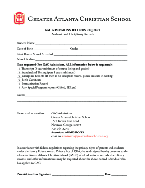 Fillable Online Academic and Disciplinary Records Fax Email Print ...