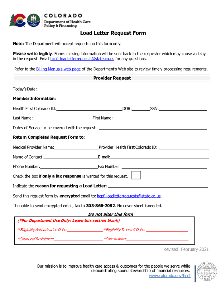 Fillable Online Load Letter Request Form Changes 01302020 - Colorado ...