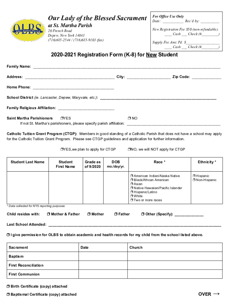 Fillable Online Our Lady of the Blessed Sacrament Fax Email Print ...