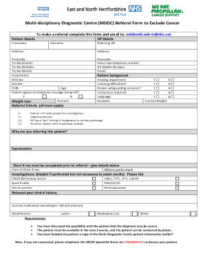 Fillable Online Multi-disciplinary Diagnostic Centre (MDDC) Referral ...