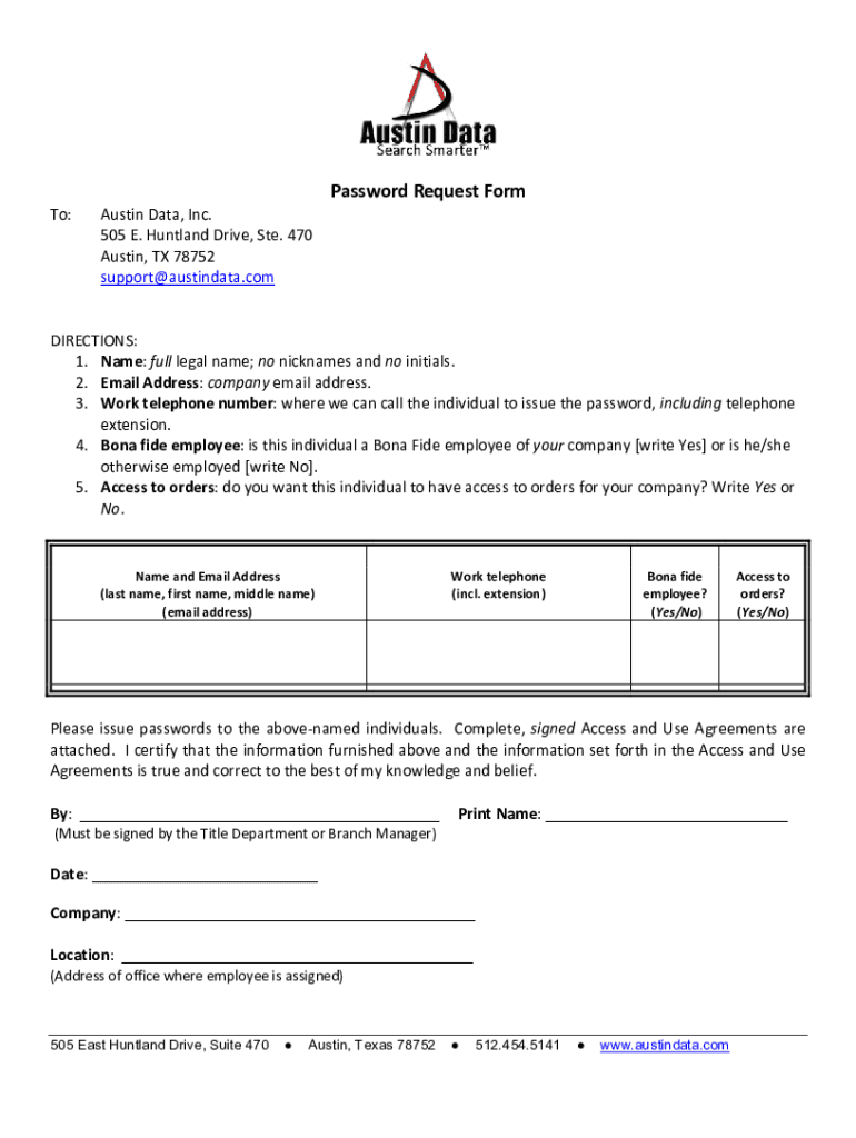 Fillable Online Universal Password Request Form.docx Fax Email Print ...