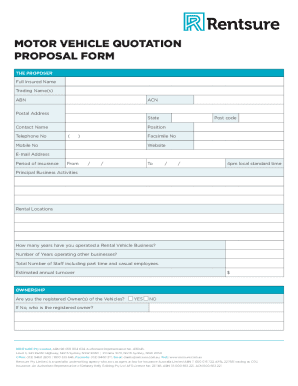 Fillable Online PRIVATE MOTOR VEHICLE PROPOSAL FORM ALL QUESTIONS MUST ...