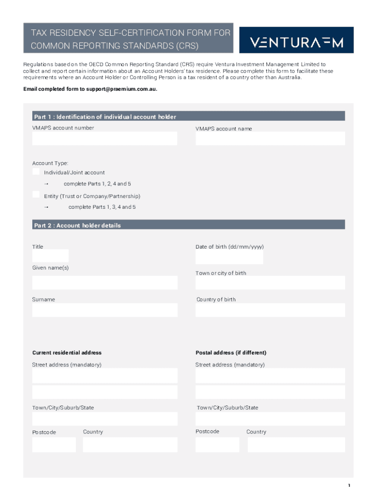 Fillable Online COMMON REPORTING STANDARD (CRS) SELF-CERTIFICATION FORM ...