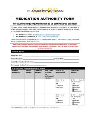Fillable Online Administration of Medications at SchoolAlbuquerque ...