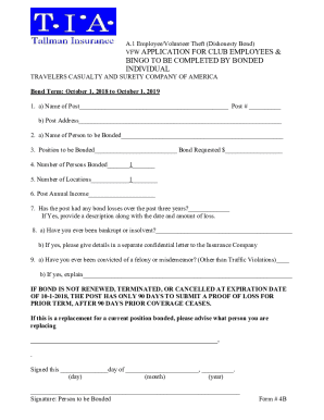 Fillable Online A.1 Employee/Volunteer Theft (Dishonesty Bond) VFW ...