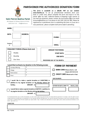 Fillable Online PARISHIONER REGISTRATION FORM - St. Patrick Basilica ...