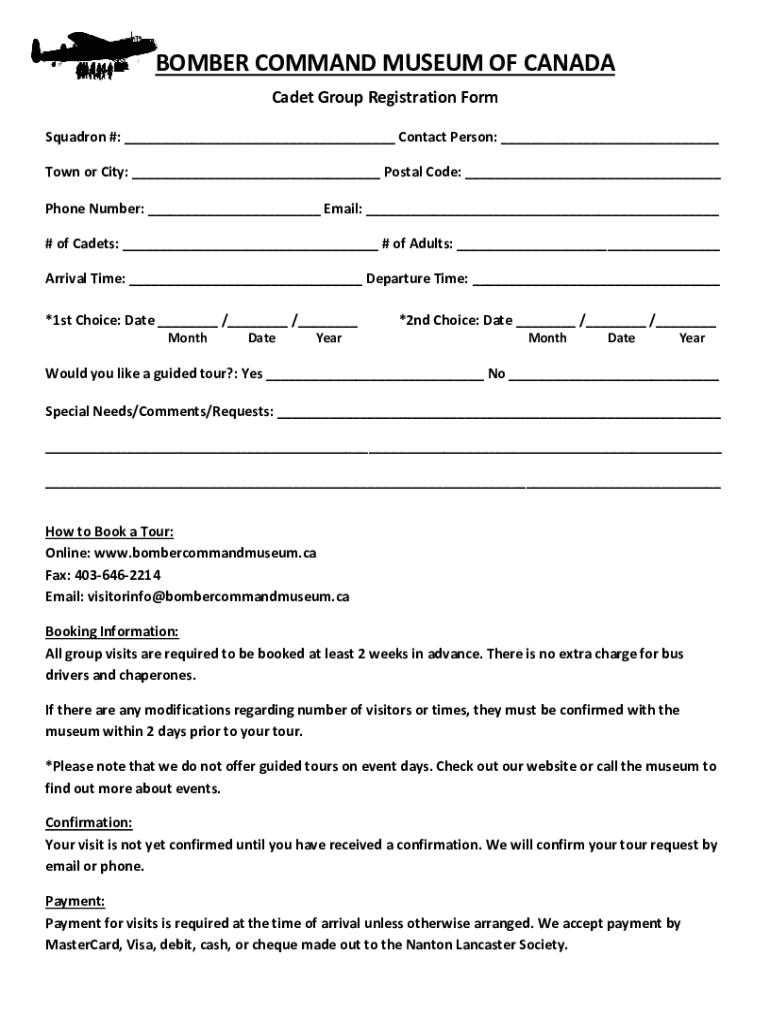 Fillable Online Cadet Group Registration Form Fax Email Print - pdfFiller