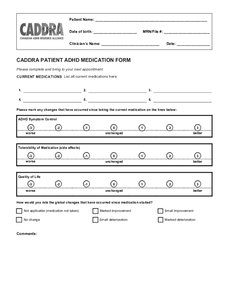 Fillable Online CADDRA Child Assessment Instructions: FormsMania ...
