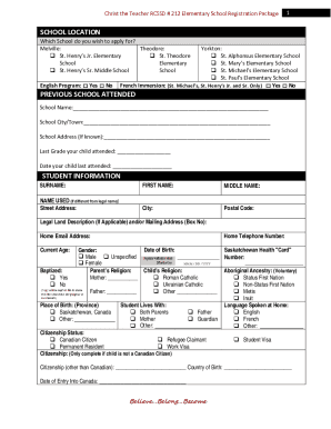 Fillable Online Elementary School Registration Form Fax Email Print ...