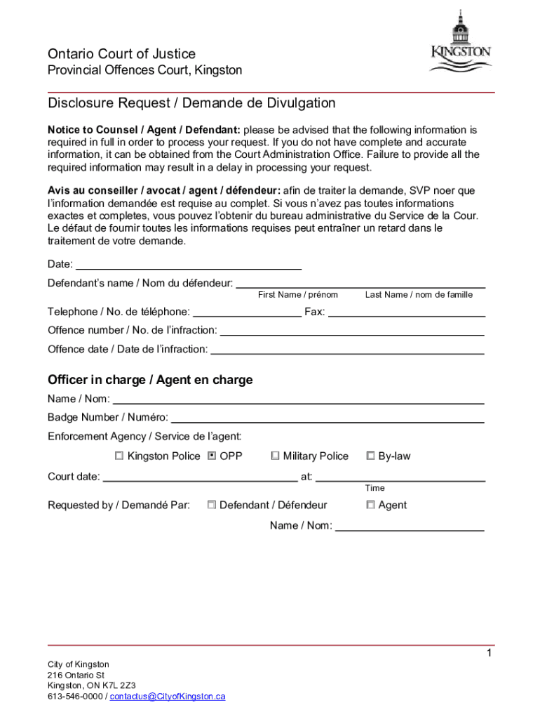 Ontario Court Disclosure Request Form - Blank Fillable Template | Fill ...