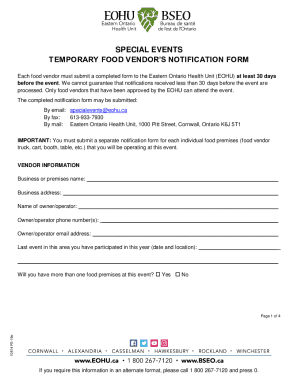 Fillable Online Special Event - Temporary Food Vendors Notification ...
