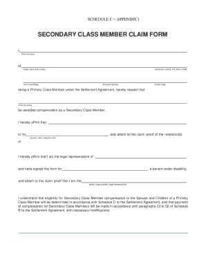 Fillable Online SECONDARY CLASS MEMBER CLAIM FORM Fax Email Print ...