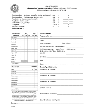 Fillable Online Registration Services - Continental Kennel Club - CKC ...