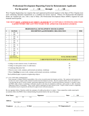 Fillable Online Recertification Professional Development Reporting Form ...