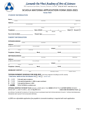 Fillable Online ldva on Leonardo Da Vinci Academy of Arts & Sciences ...