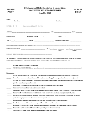 Fillable Online 2020 Volunteer Registration Form Fax Email Print ...