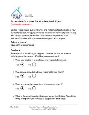 Fillable Online Accessible Customer Service Feedback Form. Accessible ...