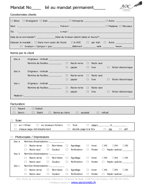 Remplissable En Ligne Bulletin de commande pour AOC Faxer Email ...