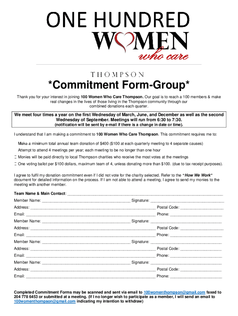 Fillable Online MEMBER COMMITMENT FORM Thank-you for your interest in ...