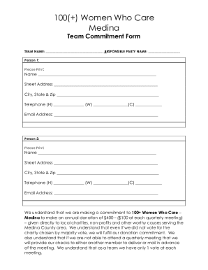 Fillable Online 100+ WWC Team Commitment Form.doc Fax Email Print ...
