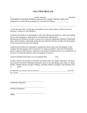 Fillable Online Location Release Form - printablecontracts.com Fax ...