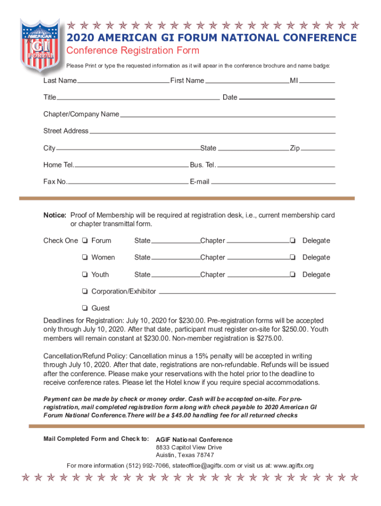 Fillable Online American GI Forum of the United States Annual National ...