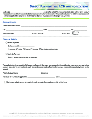 Fillable Online Direct Payment via ACH Authorization - Microsoft Fax Email Print - pdfFiller