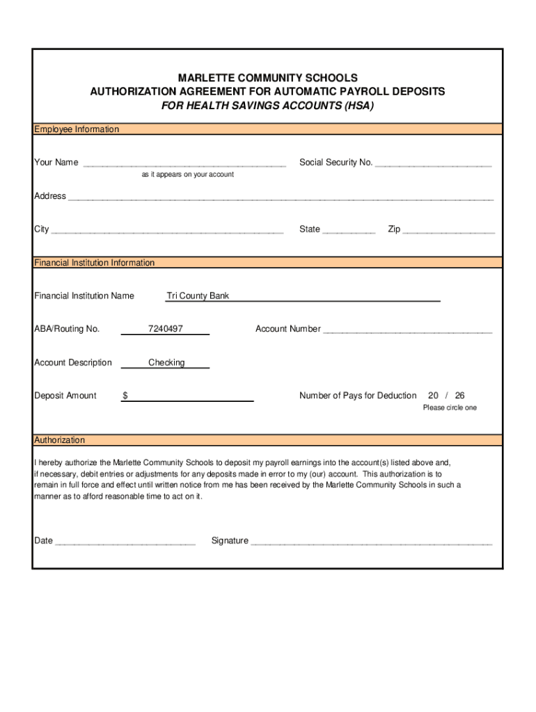 Fillable Online 2402 - Authorization Agreement for Automatic Payroll ...