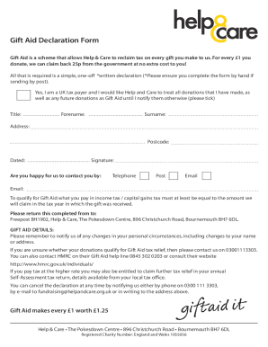 Fillable Online Charities and CASC: Gift Aid declaration forms for a ...