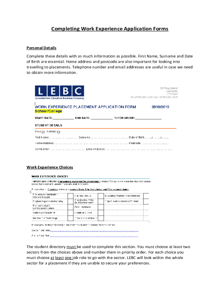Fillable Online Information Required to Complete a Job ...