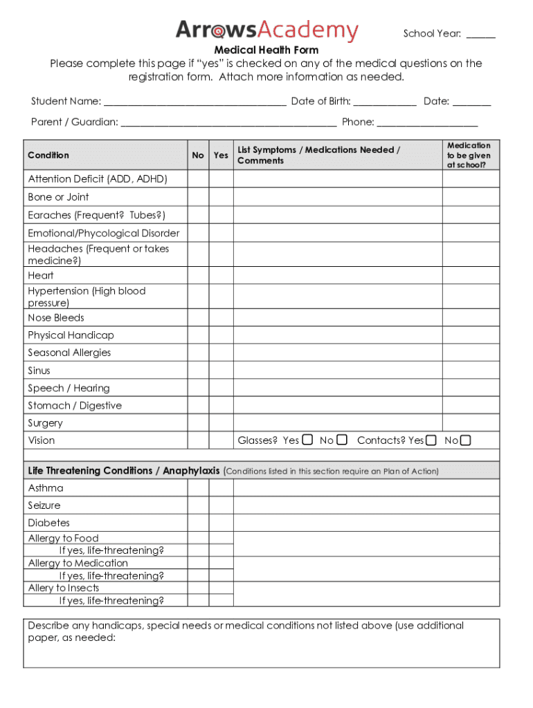 Fillable Online Page 1 of 2 STATE OF FLORIDA School Entry Health ...