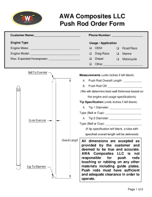 Fillable Online AWA Composites Connecting Rod Order Form Fax Email ...