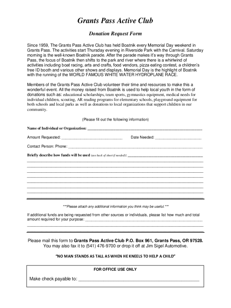 Fillable Online Donation Request Form - Fill and Sign Printable Template ... Fax Email Print ...