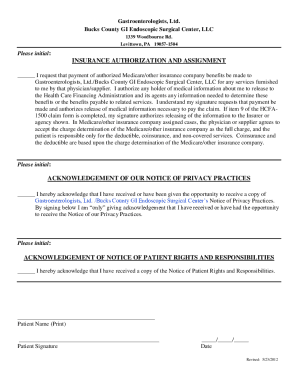 Fillable Online Please initial INSURANCE AUTHORIZATION AND ASSIGNMENT ...