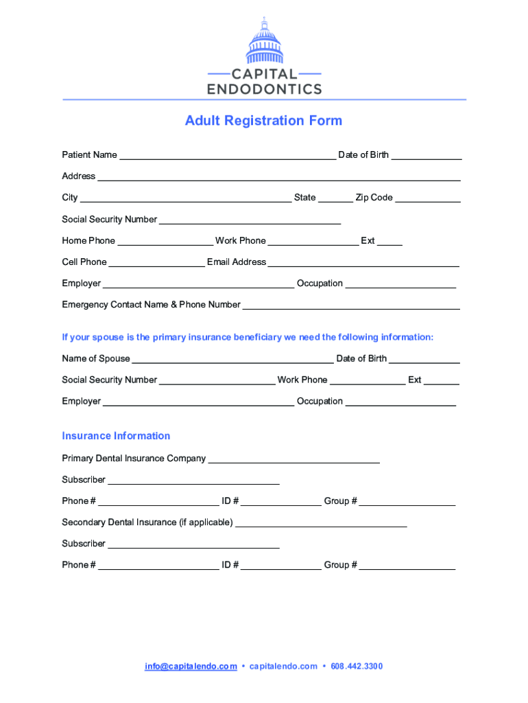 Fillable Online Adult Patient Registration FormDr. Matthew Johnson ...