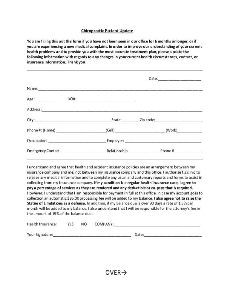 Fillable Online FREE 9+ Chiropractic Intake Forms in PDFMS WordFREE 9 ...