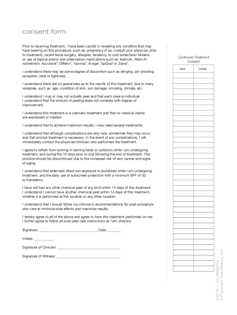Fillable Online PCA Skin Peel Consent Form - Glow Medspa Fax Email ...