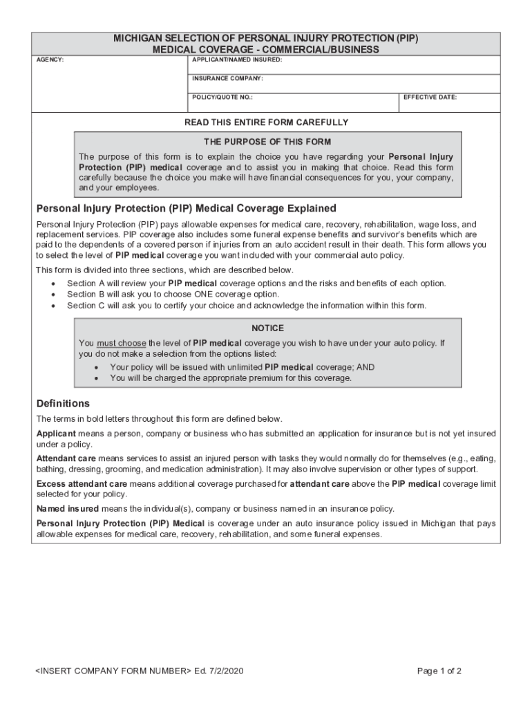 Fillable Online Bulletin 2020-03-INS - Choice of Bodily Injury ...