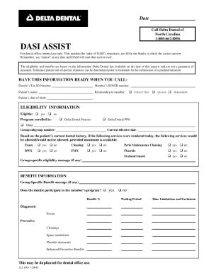 Fillable Online Dentist DASI Assist Form- NC Fax Email Print - pdfFiller