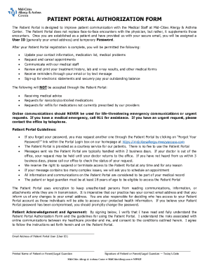 Fillable Online PATIENT PORTAL AUTHORIZATION FORM - Lone Star Allergy ...